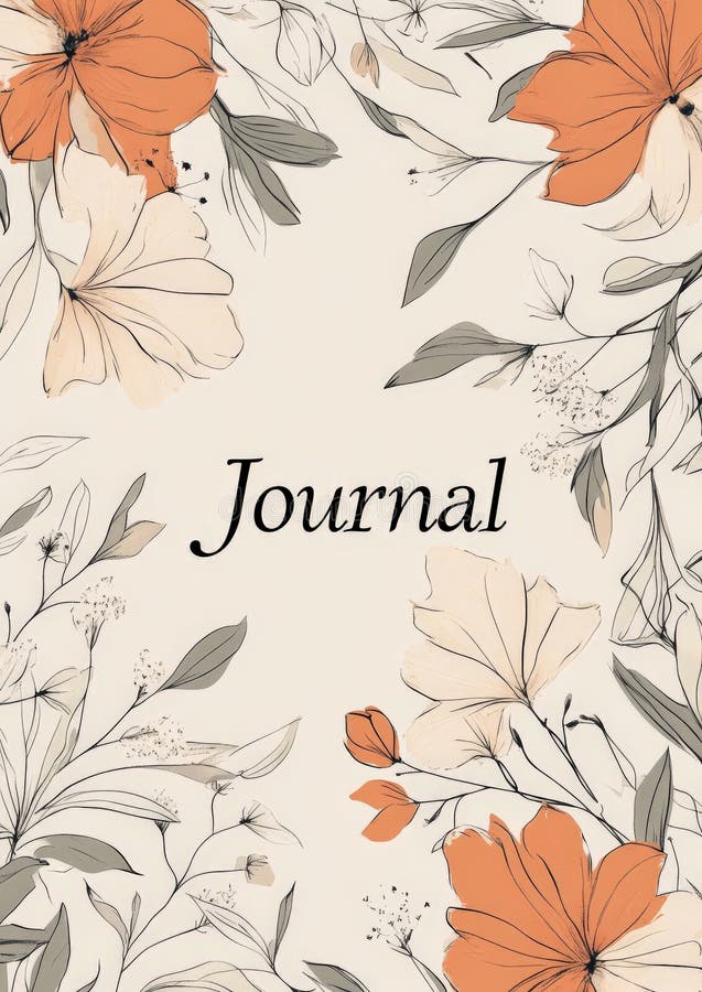 Minimalist Journal Cover with Floral Elements and Journal Text Stock ...