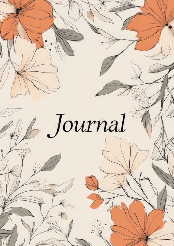 Minimalist Journal Cover with Floral Elements and Journal Text Stock ...