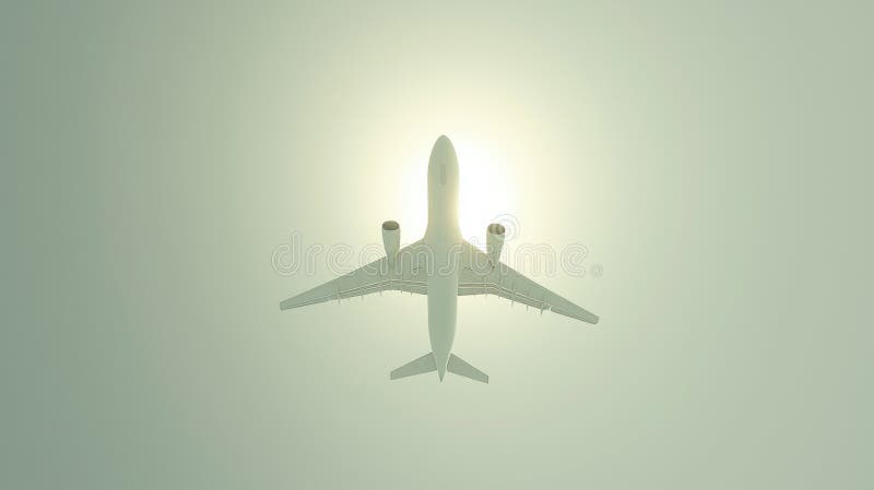 Minimalist 8K 3D Plane Doodle Flying Overhead View Stock Illustration ...