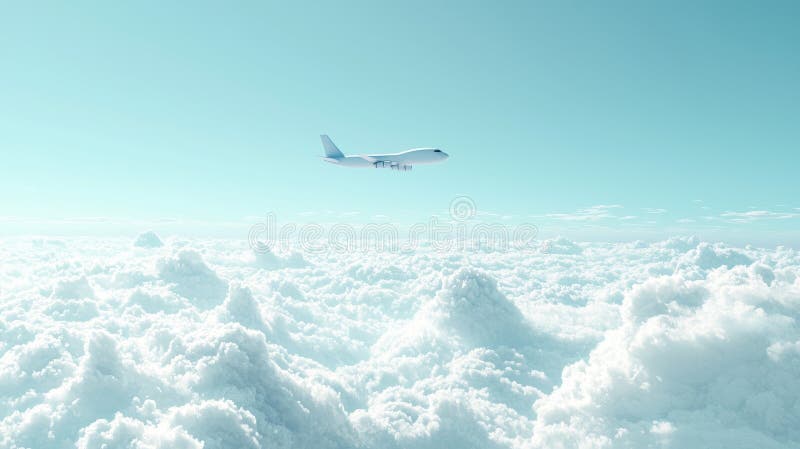 Minimalist 8K 3D Plane Doodle Flying Overhead View Stock Illustration ...