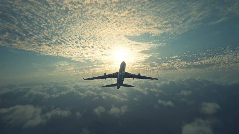 Minimalist 8K 3D Plane Doodle Flying Overhead View Stock Illustration ...