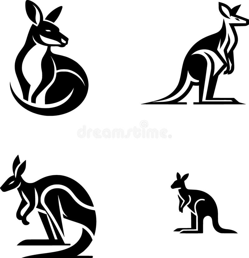 Minimalist Kangaroo Vector in Bold Black and White, Elegant Australian ...