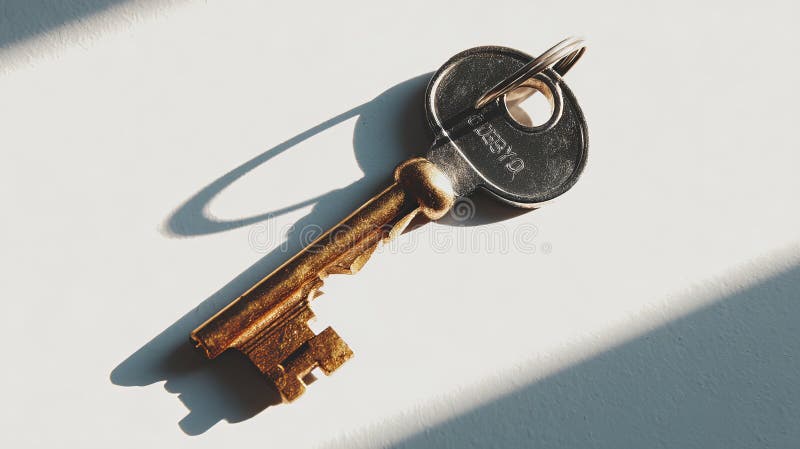 Minimalist Key on White Background Stock Photo - Image of house ...