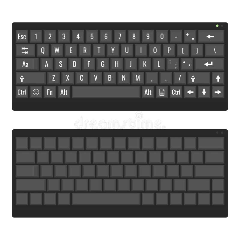 Blank and Labeled Compact Keyboard Set Isolated on White Stock Vector - Illustration of symbols ...