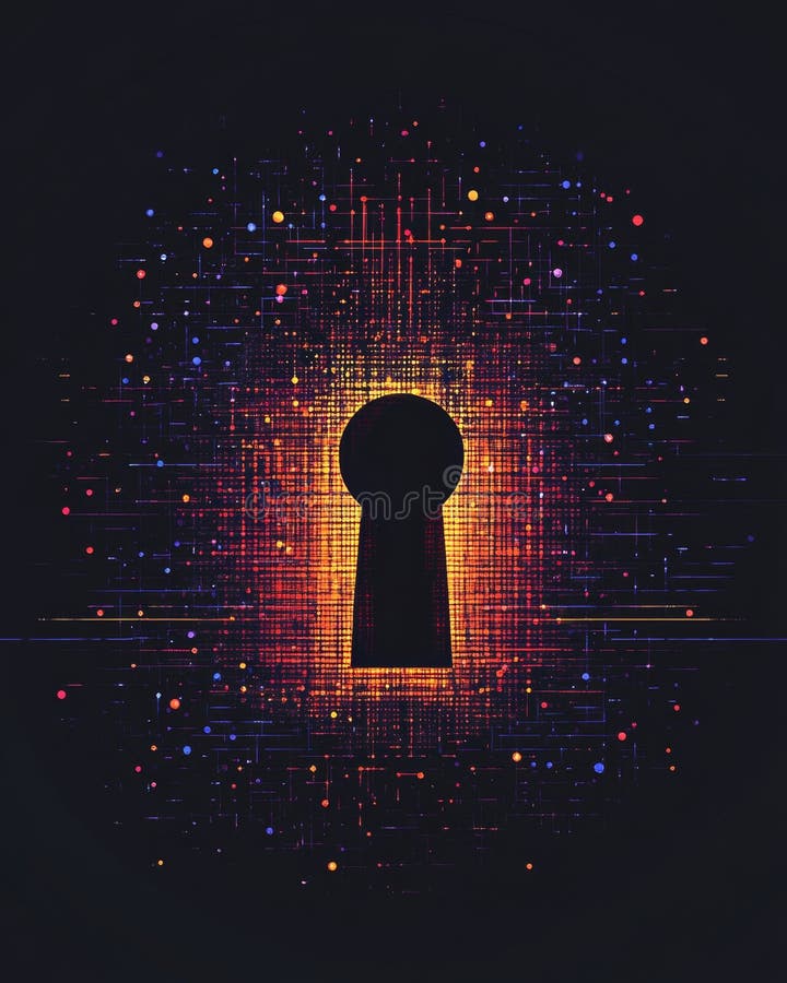 A Minimalist Keyhole Illustration Revealing Hidden Digital Elements in ...