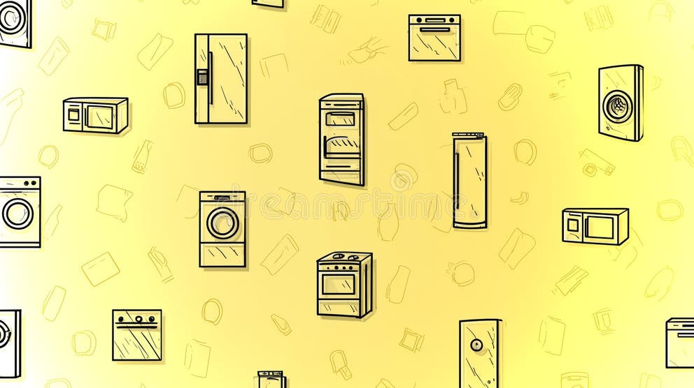 Minimalist Kitchen Appliances on a Soft Yellow Background for Creative ...