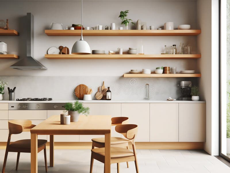 Minimalist Kitchen with Clean Countertops. Generative Ai Stock ...