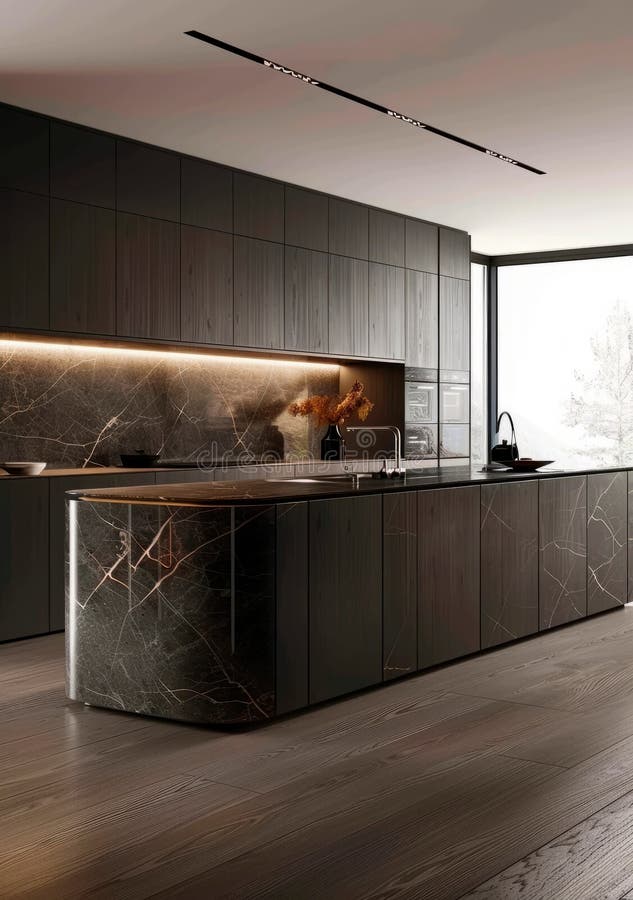 Minimalist Kitchen Design with Clean Lines and a Monochromatic Color ...