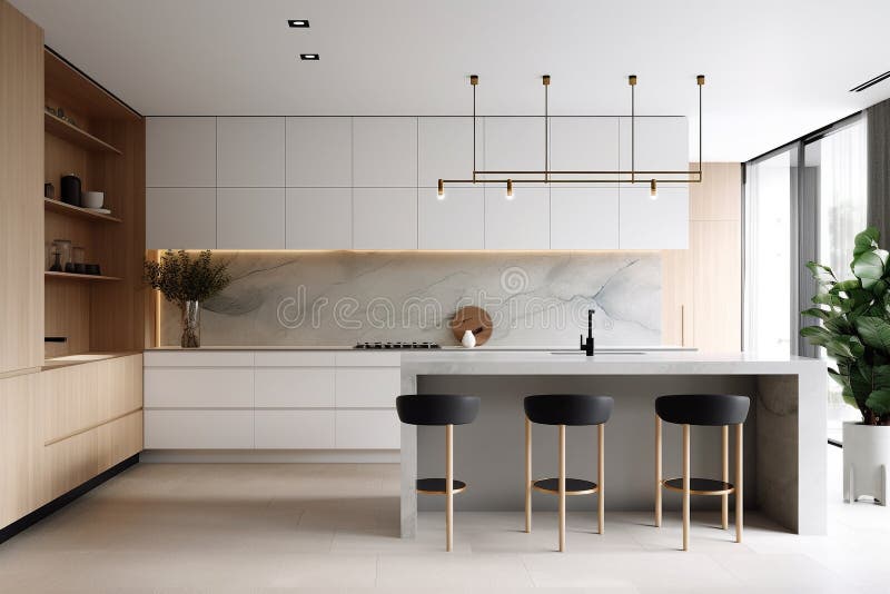 Minimalist Kitchen Designs: Modern, Clean, and Functional Stock Photo ...