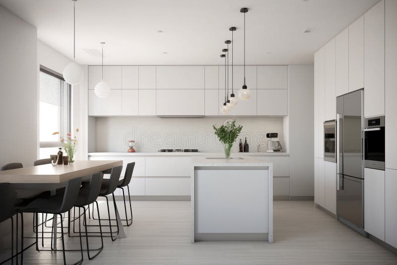 Minimalist Kitchen Designs: Modern, Clean, and Functional Stock Photo ...