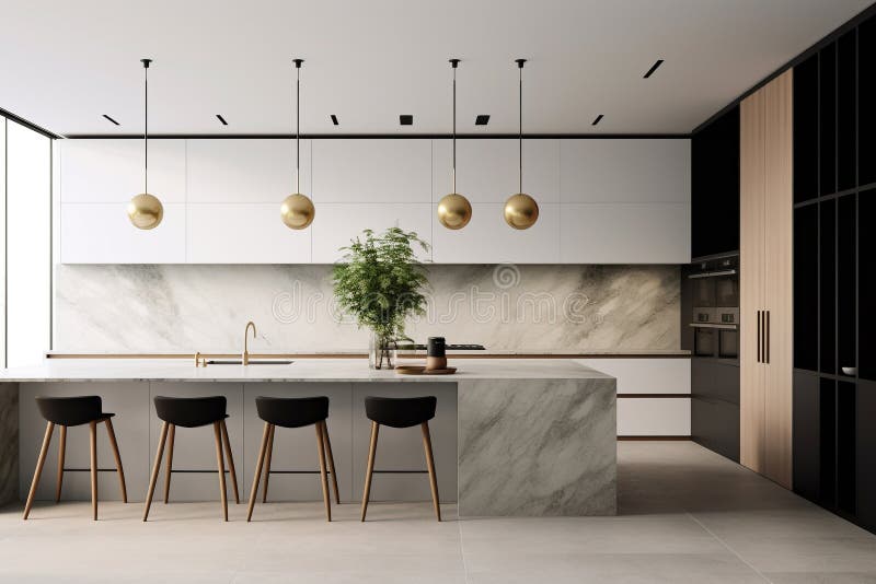 Minimalist Kitchen Designs: Modern, Clean, and Functional Stock Image ...