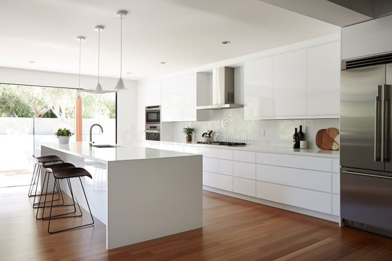 Minimalist Kitchen Designs: Modern, Clean, and Functional Stock Photo ...