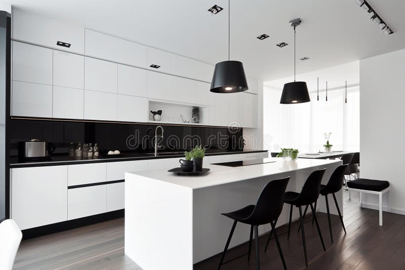 Minimalist Kitchen Designs: Modern, Clean, and Functional Stock Photo ...