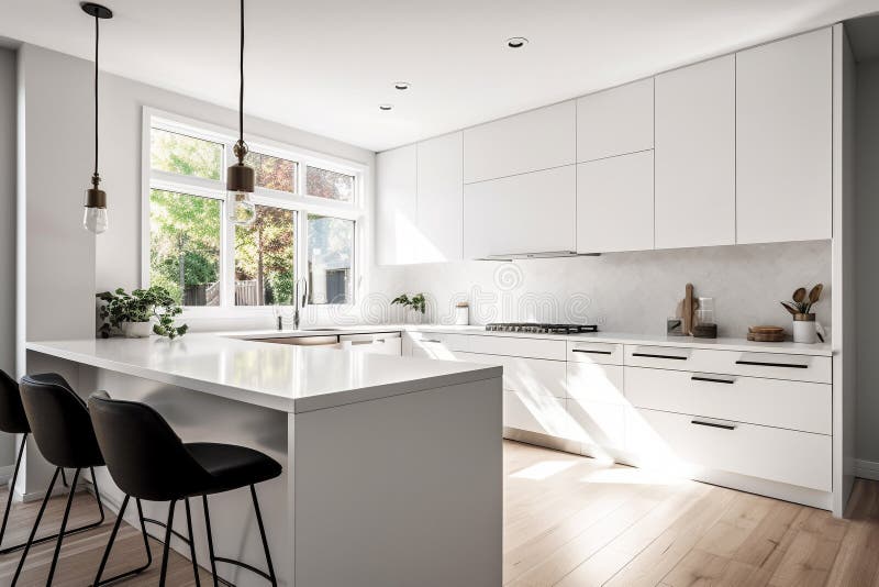 Minimalist Kitchen Designs: Modern, Clean, and Functional Stock Photo ...