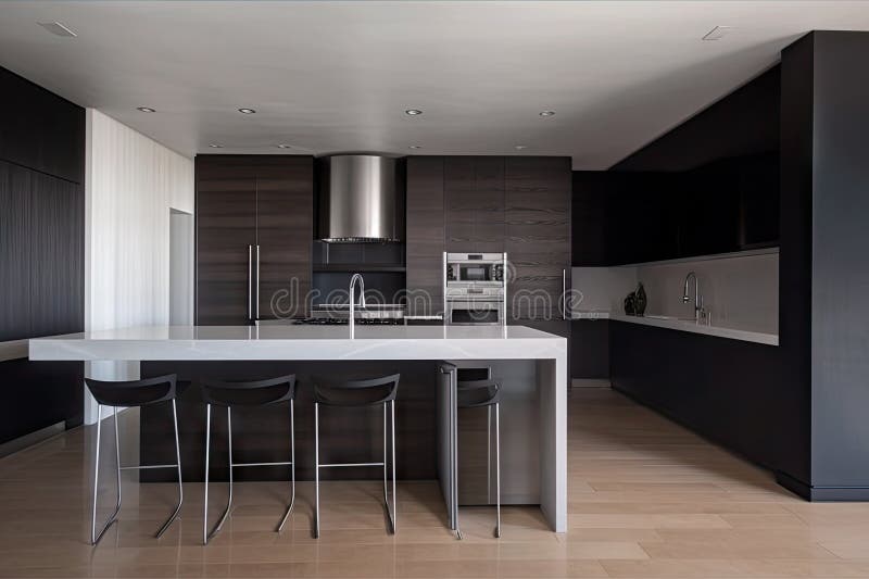 Minimalist Kitchen, with Sleek Appliances and Streamlined Countertops ...