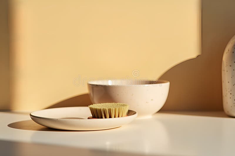 Minimalist Kitchen Still Life with Brush Stock Photo - Image of brush ...
