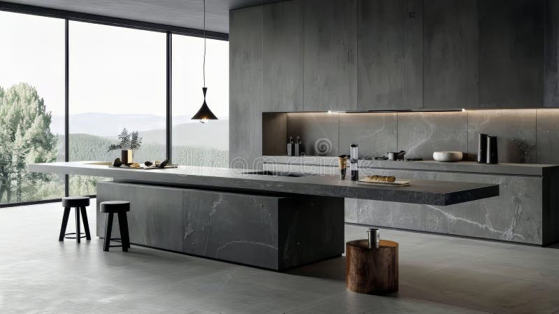 Minimalist Kitchen with Streamlined Features Stock Illustration ...