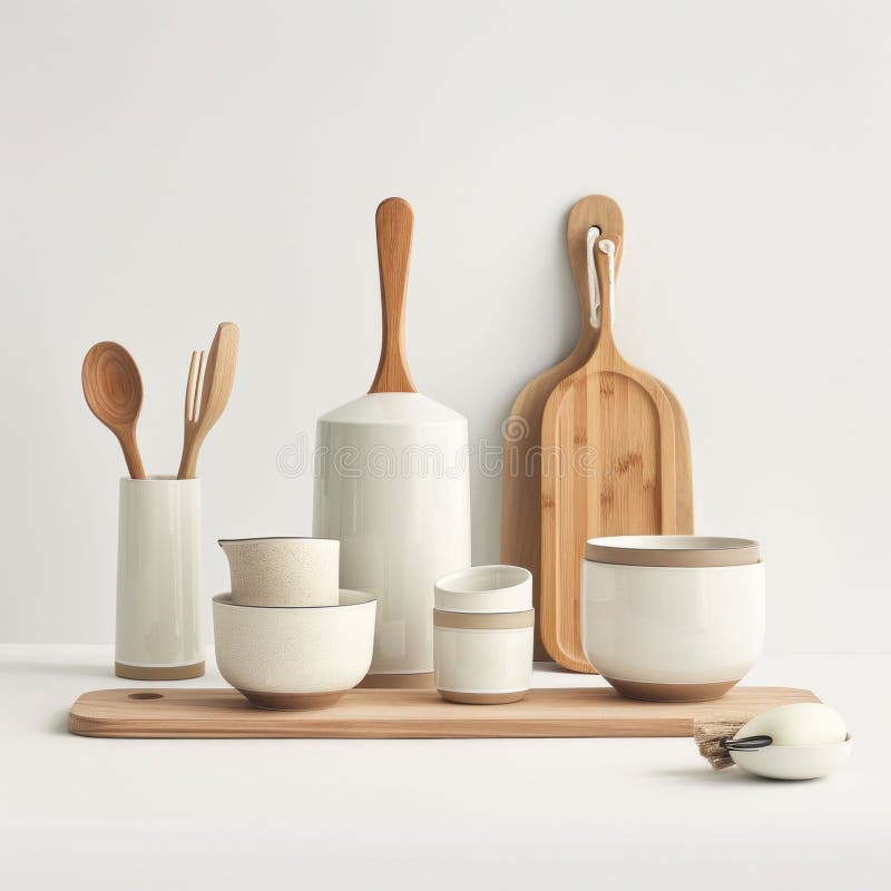 Minimalist Kitchen Utensils and Tableware Arrangement. Generative Ai ...