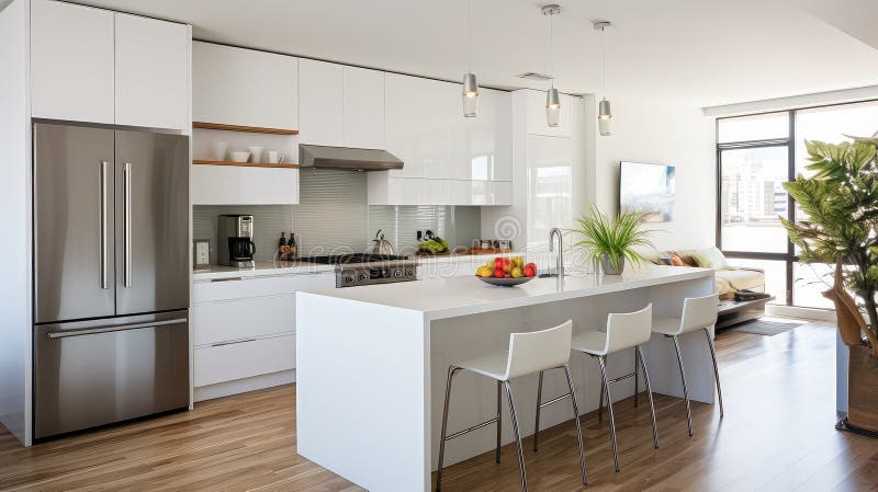 Minimalist Kitchen Vertical Stock Illustration - Illustration of ...