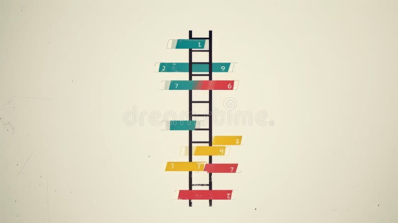 Minimalist Ladder Infographic with Colorful Steps and Numbers Stock ...