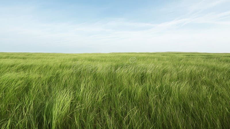 Minimalist Landscape Capturing Wind-driven Grass Waves, Expansive ...