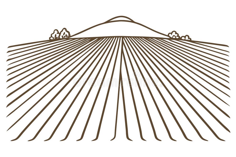 Minimalist Landscape Illustration with Linear Fields and Horizon, AI ...