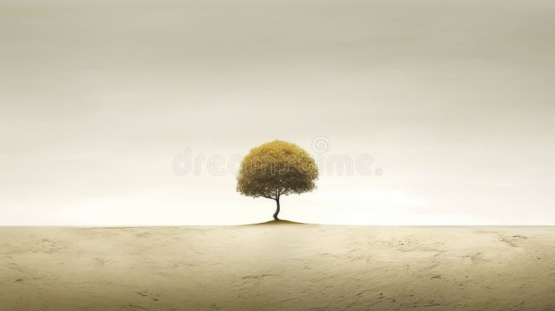 Minimalist Landscape with a Single Gold Tree Symbolizing Academic ...
