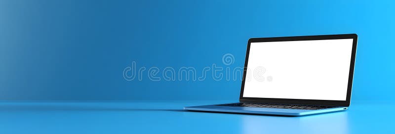 Minimalist Laptop on Blue Background with Blank Screen for Mockup or ...