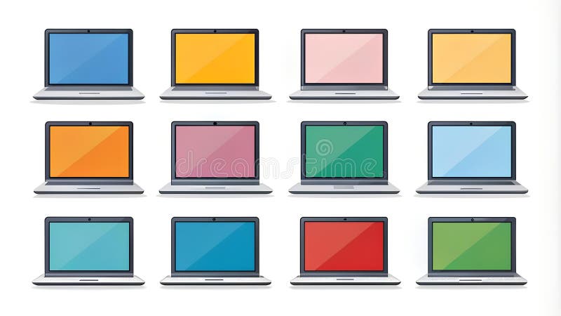 Minimalist Laptop Icons Set: Modern and Clean Vector Illustrations for ...