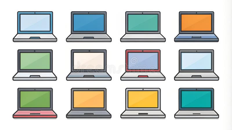 Minimalist Laptop Icons Set: Modern and Clean Vector Illustrations for ...