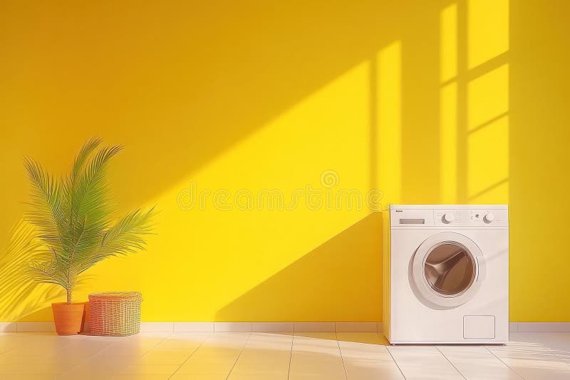 Minimalist Laundry Area: Clean and Bright Home Interior Design with ...