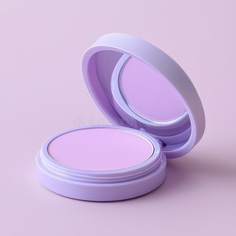 Minimalist Lavender Compact Makeup Case on Pastel Background Stock ...