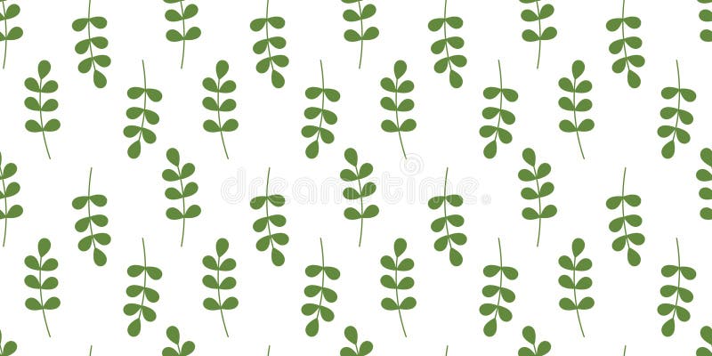 Minimalist Leafy Seamless Pattern. Hand Drawn Leaves Vector Background ...