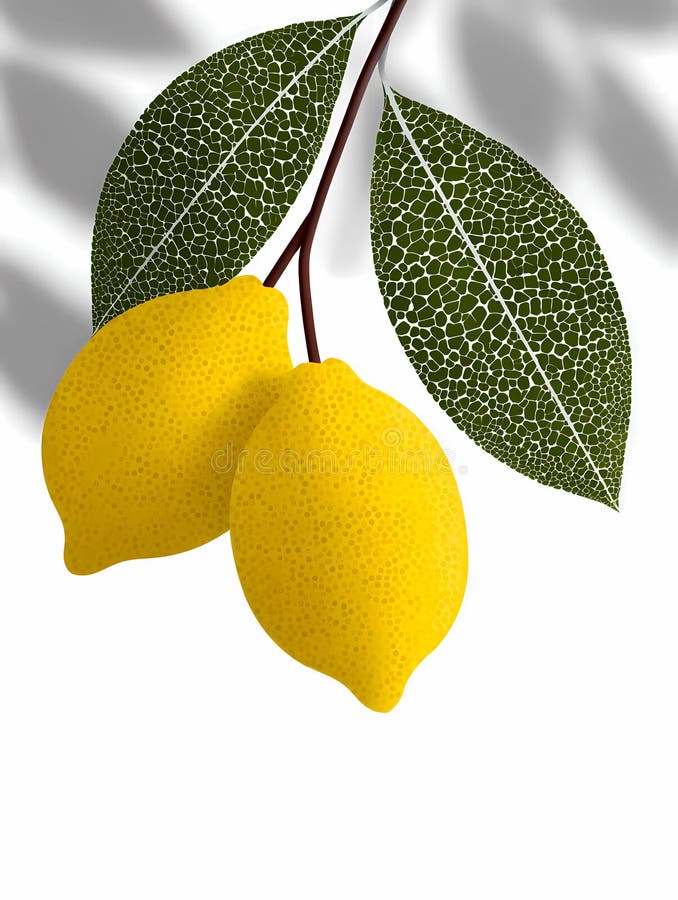 Minimalist Lemon on Branch with White Space Clean Citrus Isolated Stock Photo - Image of fruit ...