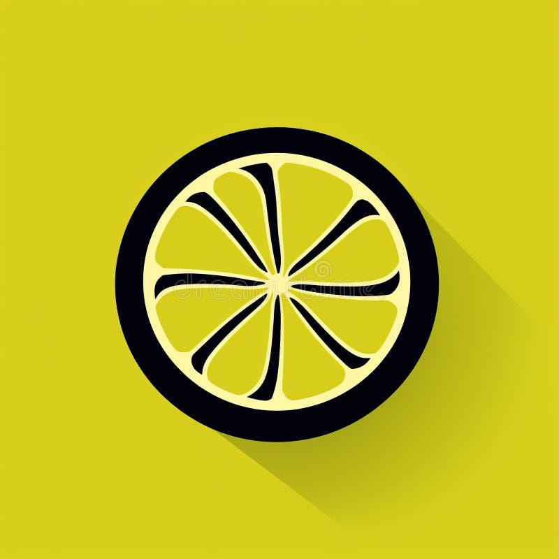 Minimalist Lemon Flat Icon with Abstract Shadow on Yellow Background ...