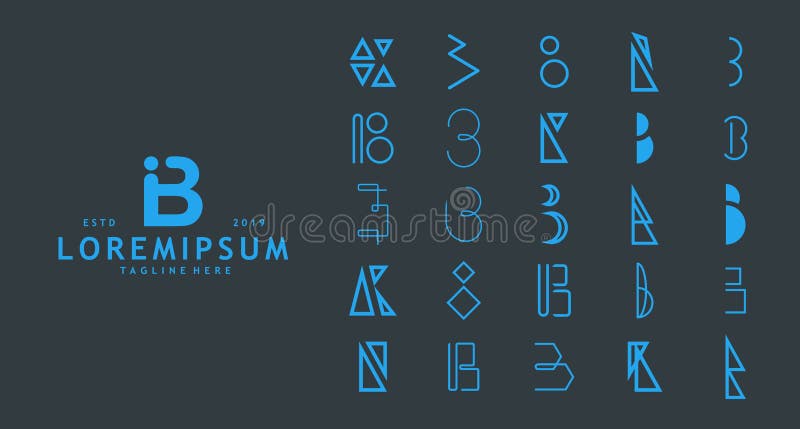 Minimalist Letter B Logo Collection Stock Vector - Illustration of ...
