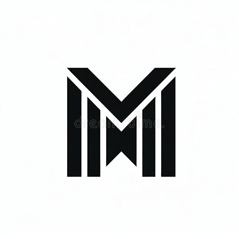 Minimalist Letter M Monogram Logo Stock Illustration - Illustration of ...