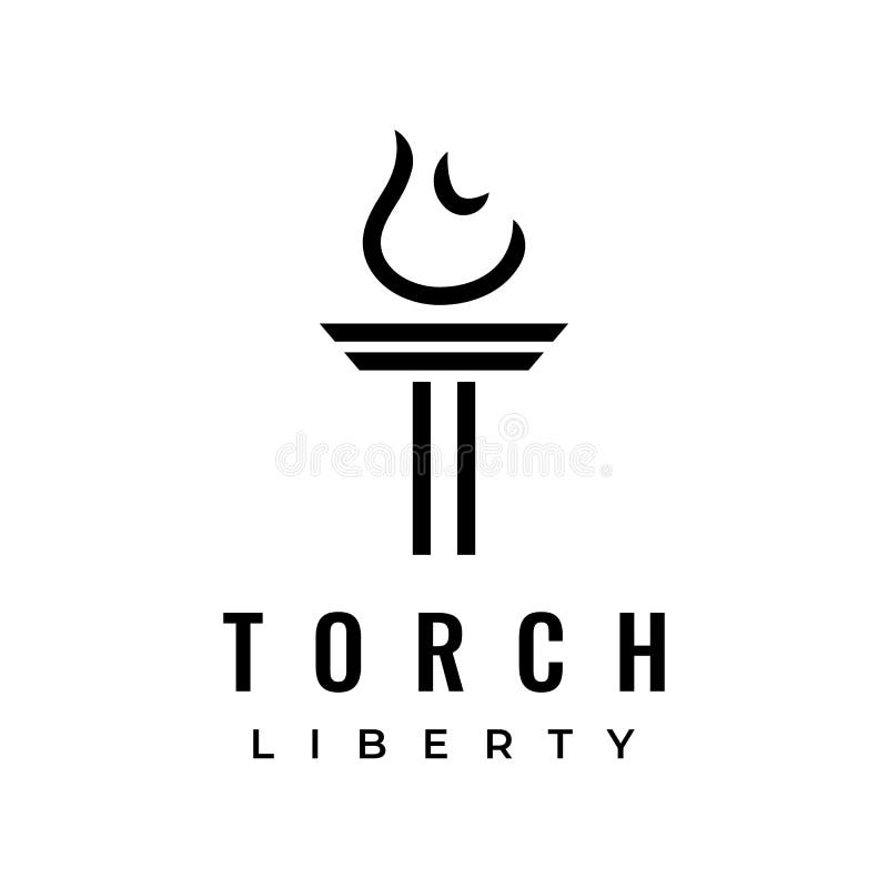Minimalist Liberty Torch Logo Template Design. Torch with Simple Shape ...
