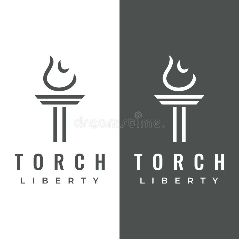Minimalist Liberty Torch Logo Template Design. Torch with Simple Shape ...