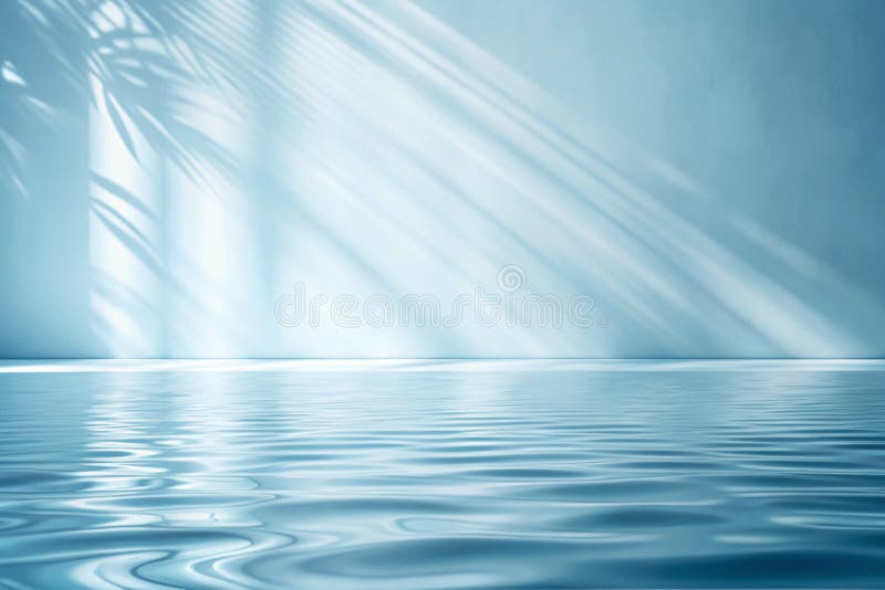 Minimalist Light Blue Background with Sunlight and Water Reflection ...