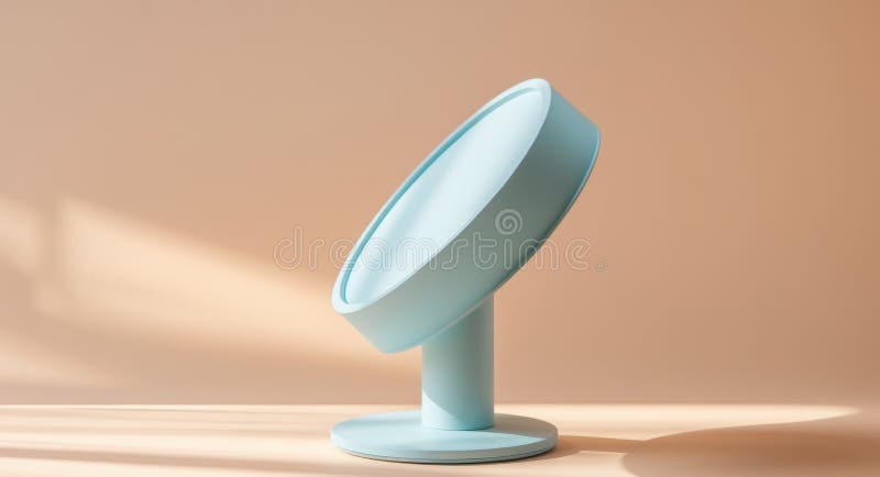 Minimalist Light Blue Mirror on a Peach Background with Soft Light and ...