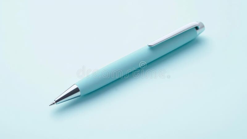 Minimalist Light Blue Pen on Pale Background Generative AI Stock ...