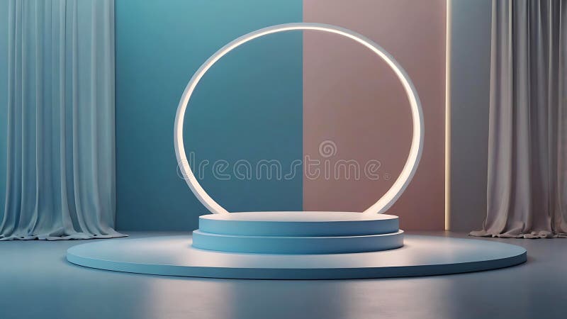 Minimalist Light Blue and Rose Product Display Podium Stock ...