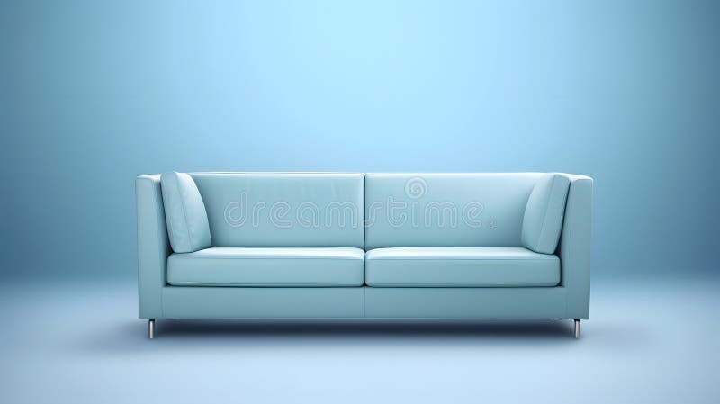 Minimalist Light-blue Sofa on Light Blue Background, Neural Network ...