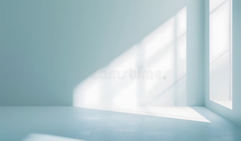Minimalist Light Blue Studio Room with Bright Window Reflection - AI ...