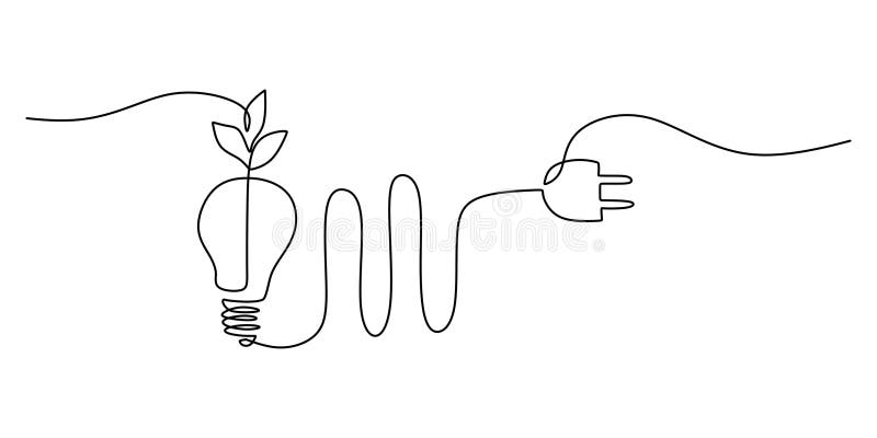 Minimalist Light Bulb Plant Design Continuous Line Drawing Vector ...