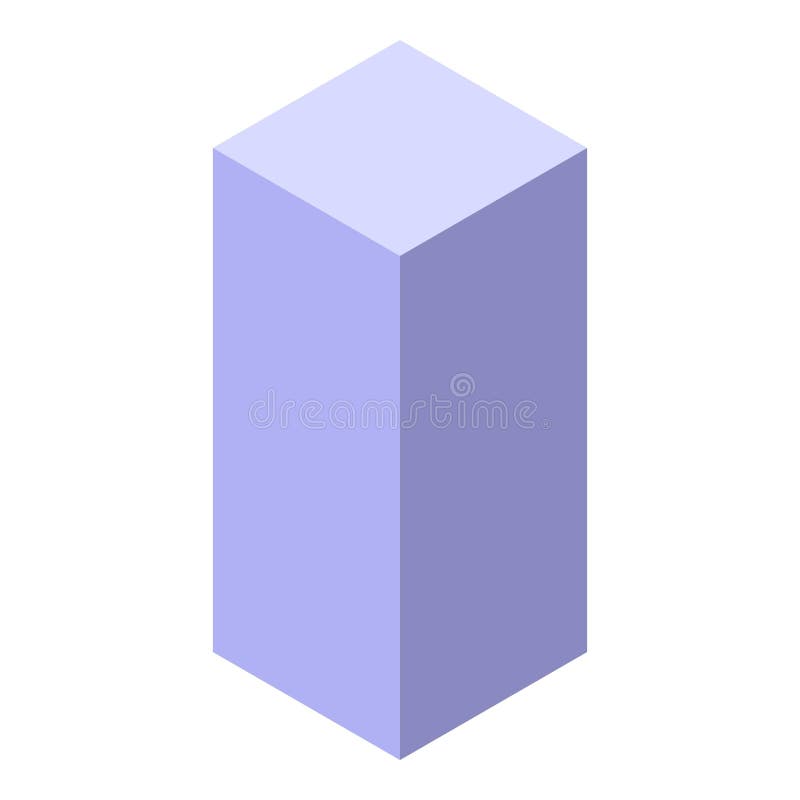 Minimalist Light Purple Rectangular Cube Standing Isolated on White ...