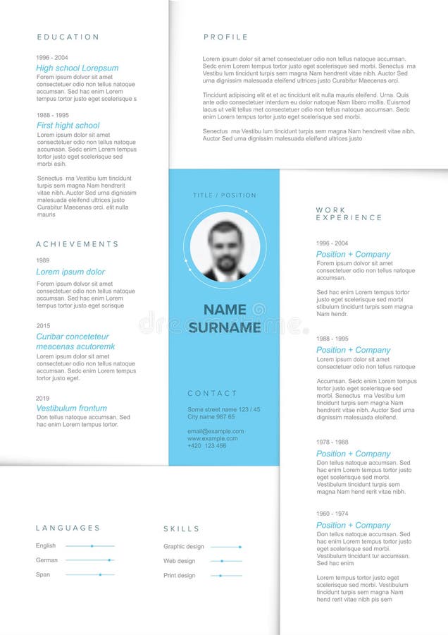 Minimalist Light Resume Cv Template Stock Vector - Illustration of ...