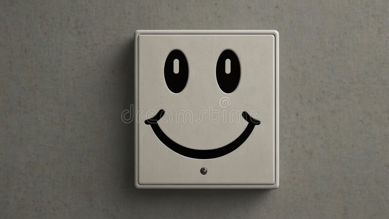 Minimalist Light Switch Cover with Smiling Face Design Mounted on Gray ...