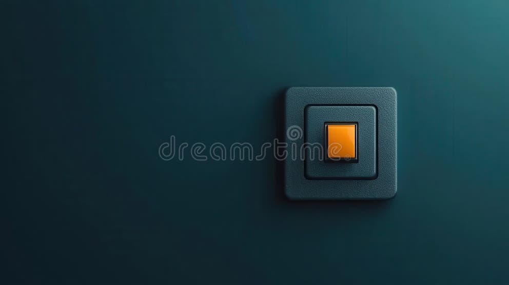 Minimalist Light Switch with Orange Button on Dark Background for ...